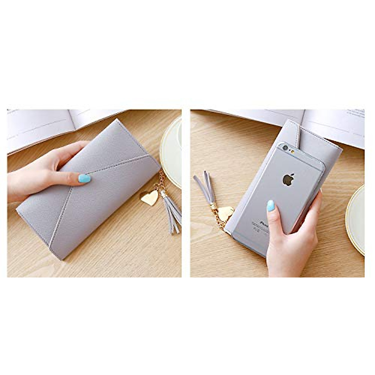 Womens Wallet Ultra Slim Pu Leather Credit Card Holder Clutch Hand holding trendy Wallets for Women(purple)