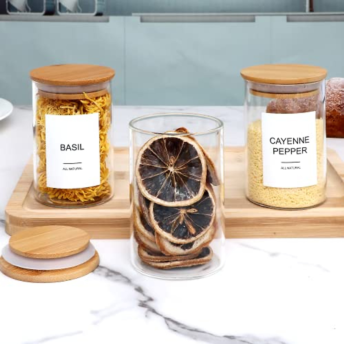 5.7 OZ Spice Jars,16 Pack Glass Spice Jars with Labels and Chalk,Seasoning Containers for Spice,Sugar,Salt,Coffee,Tea