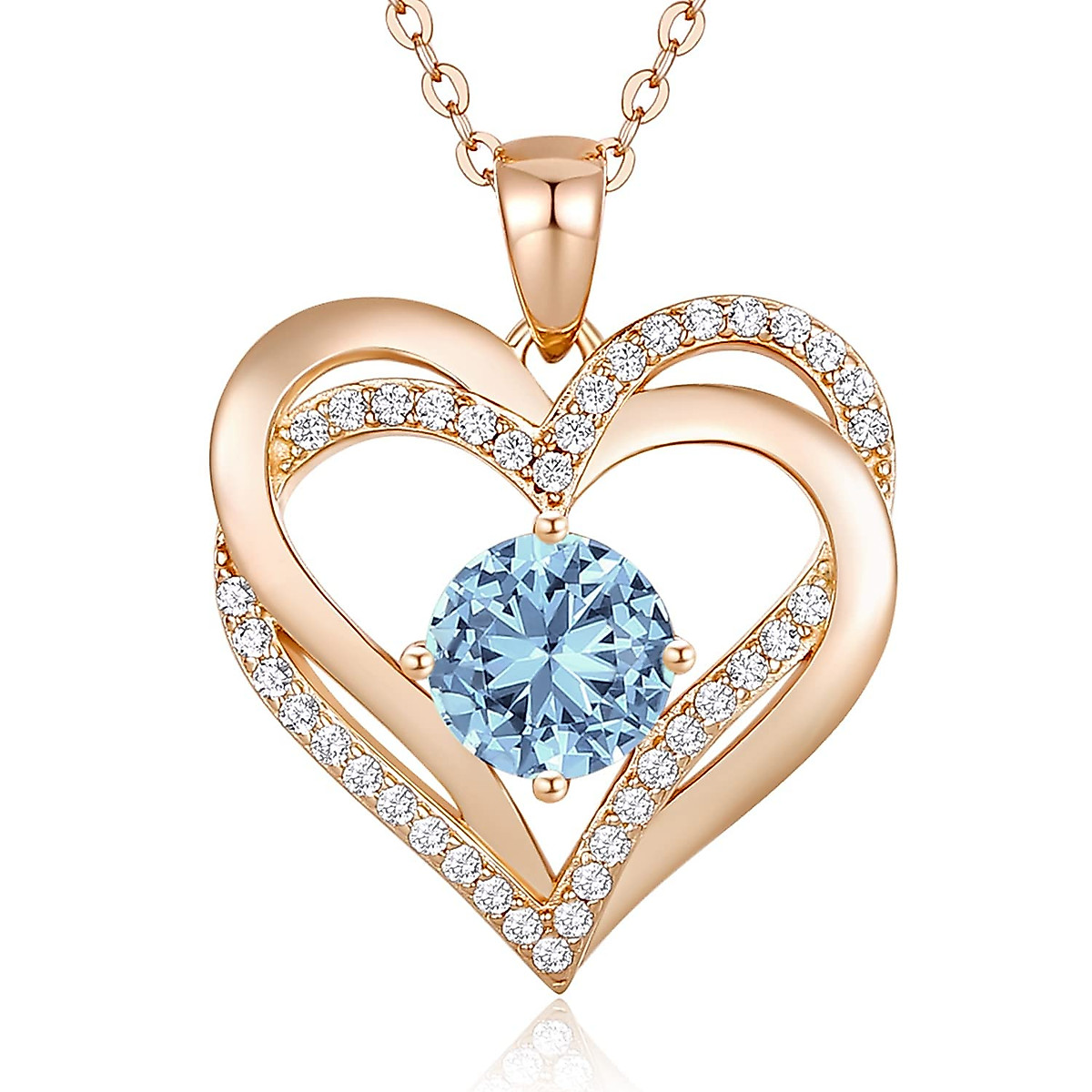 LOUISA SECRET Love Heart Birthstone Necklaces for Women 925 Sterling Silver Pendant Necklace Birthday Mother's Day Jewelry Gift for Women Sister Wife Girlfriend Her, Sterling Silver, crystlal