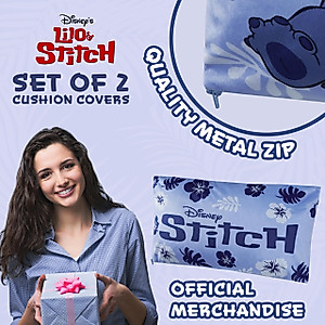 Disney Stitch Cushion Covers - Set of 2 Home Decor 50 x 30cm and 35 x 35cm Women Teenagers Kids Cushions - Stitch Gifts (Blue Stitch)