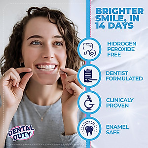 Dental Duty Teeth Whitening Strips – 28pcs Vegan White Strips for Teeth Whitening – Enamel-Safe Teeth Whitener – Removes Coffee & Tea Stains – Non-Toxic, Sensitivity-Free Teeth Whitening Kit.