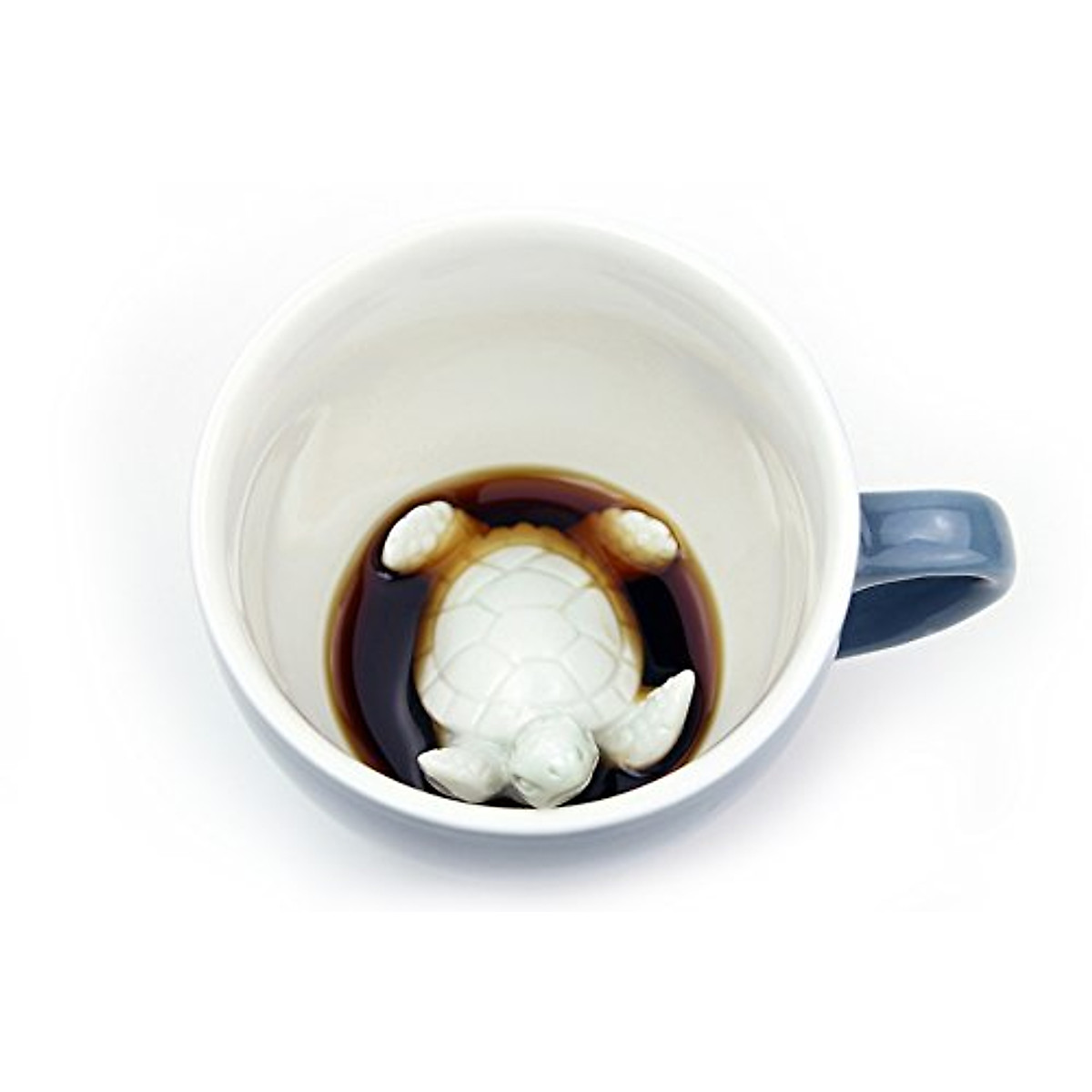 Creature Cups Turtle Ceramic Cup (11 Ounce, Wedgewood Blue Exterior) - Hidden Sea Animal Inside - Birthday, Holiday & Housewarming Gift for Ocean and Coffee & Tea Lovers