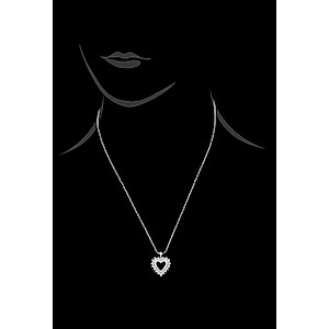 Shineadime 0.40 Cttw Round Cut Genuine Diamond (Clarity I2, Color J) Open Heart Pendant In Real 14K Solid White Gold