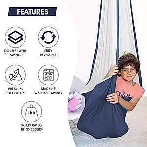 OTLS – Sensory Swing for Kids, Double Layer Outdoor & Indoor Swing for Kids & Adults with 360° Swivel Hanger, Machine Washable for Kids with Sensory Processing Disorder, ASD, ADHD, Holds Up to 220lb