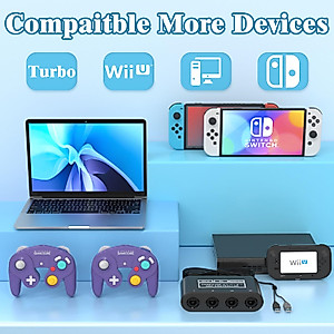 pdobq Gamecube Controller Adapter for Nintendo Switch Gamecube Adapter, Super Smash Bros Gamecube Adapter for Wii u/Switch/PC USB, Support 4 Gamecube Controller and 180cm Long Data Cable