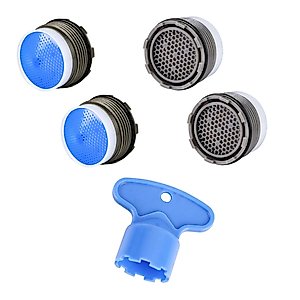 Faucet Aerators with Faucet Cache Aerator Removal Tool, 4PCS 18.5 mm Water Saving Flow Restrictor Set Replacement Part for Bathroom or Kitchen faucet aerator replacement,sink aerator replacement