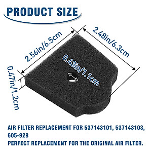 OCEAIR 5371431-01 Air Filter for Husqvarna 322L 322C 323L 323R 323RII 325RX 326C 326CX 325CX 325LX 325RJX 325RX 326L 326LX 326L 326LDX 326RX 605-928 Pack of 2