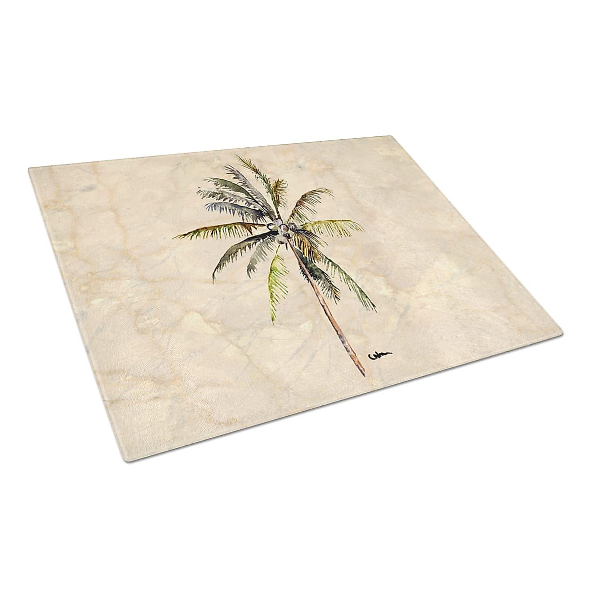 Caroline's Treasures 8482LCB Palm Tree Glass Cutting Board Large Decorative Tempered Glass Kitchen Cutting and Serving Board Large Size Chopping Board