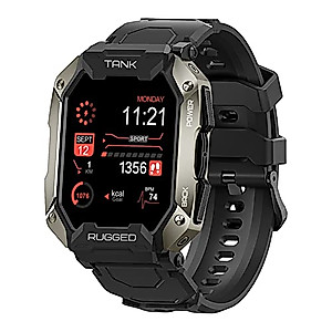 JAITEA Smartwatch Men's Digital Sports Fitness Watch Call 5ATM Waterproof Bluetooth Outdoor Smart Watch Ladies Men (Color : Black1, Size : A)