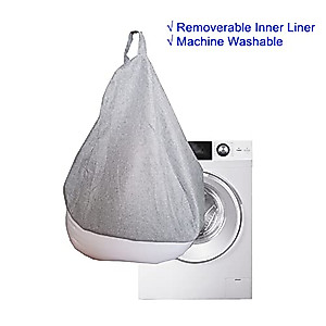 KOCKABC Bean Bag Chair Cover (No Filler), Upgrade Stuffed Animal Storage Bean Bag Chair Cover, Washable Cotton Linen Zipper Beanbag Replacement Cover (Light Gray, L: 39x47 inch)