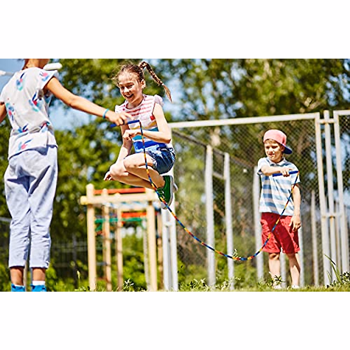 Kingcolor Double Dutch Jump Rope 16 FT 2 Pack Long Jump Rope,Plastic Segmented Beaded Diy Jump Rope, Suitable for Children and Adults, Long Enough for 5-6 Jumpers (Blue)