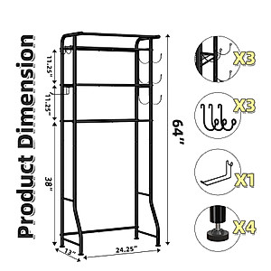 Simple Trending 3 Tier Over The Toilet Rack, Shelf Bathroom, Bathroom Stand Organizer Space Saver, Black