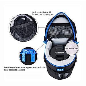 JJC Camera Lens Pouch Case for Canon RF 85mm EF-S 55-250mm EF 24-70mm Nikon Nikkor AF 70-300mm & More, Zipper Polyester Lens Protective Bag Interior Size 3.1x6.1”
