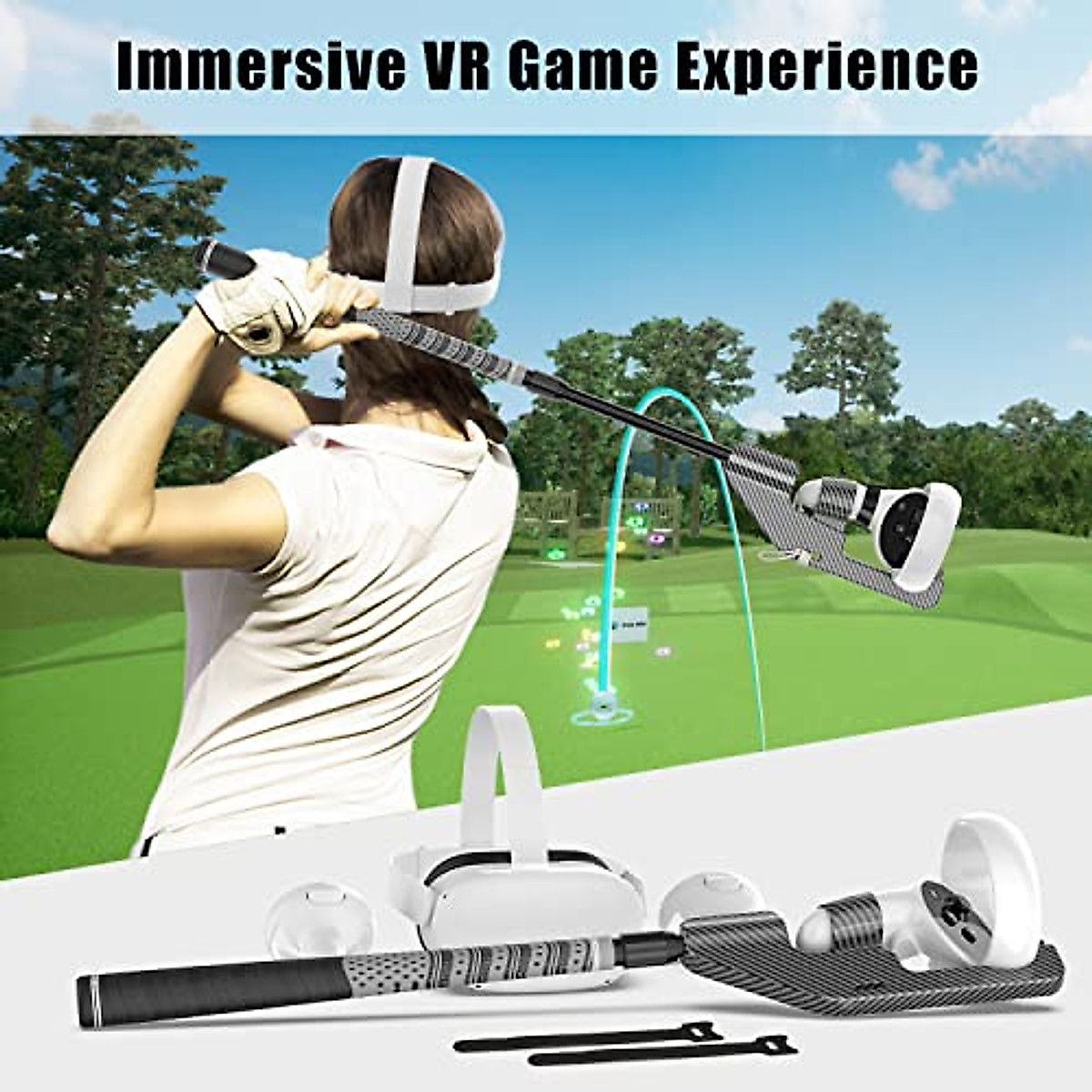 [2023 Upgraded] VR Golf Club for Oculus Quest 2, Oculus Golf Club Attachment Adapter for Oculus Quest 2 Controller and Oculus Quest 1, VR Golf Club Handle Extension Accessory Enhance Game Experience