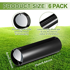 Qualirey 6 Pcs Mole Traps for Lawns Pocket Gopher Trap Catch and Release Live Mole Trap Tunnel Rodent and Gopher Trap Humane Mole Traps for Lawns, Easy to Use, Reusable for Eliminating Pests (Black)