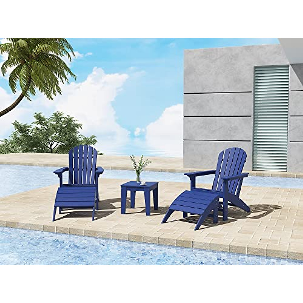 A-ECO LIVING Adirondack Chair, Patio Seating Outdoor Chair, HDPE All-Weather Lifetime Outside Furniture for Patio, Garden, Fire Pit, Deck, Porch, Poolside, Balcony, Beach, Yard, Lawn, Navy
