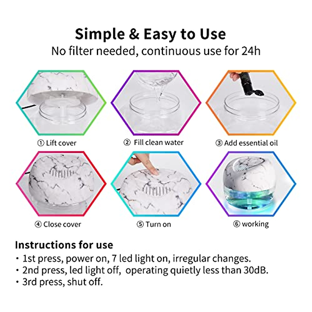 ap airpleasure 3-Pack Water-Based Purifier Air Washer, Air Revitalizer & Fresh Aire Freshener, Air Fresher with 7 LED Color Changing Mood Light for Rooms