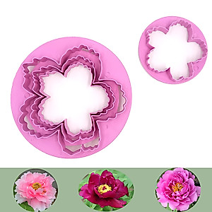 gobaker Big Peony Flower Cutters Set, Fondant Cake Gum Paste Flower Petal Cookie Cutter for Cake Decoration