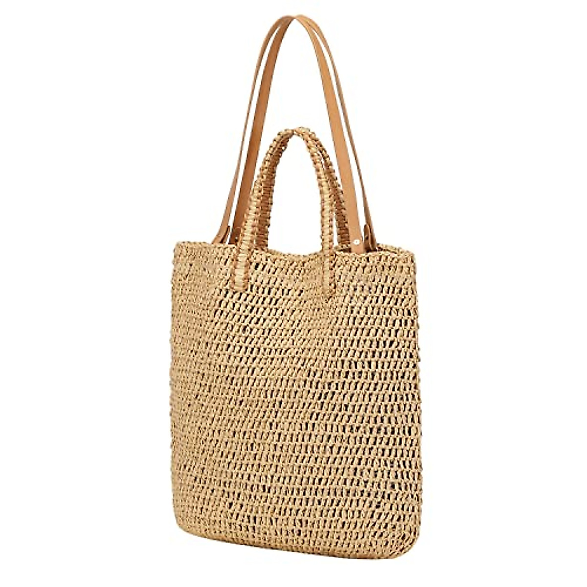 Lam Gallery Women's Straw Tote Shoulder Bag Summer Beach Bags Large Capacity Woven Handbag (Natural Color)