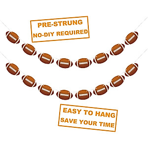 FAKTEEN 2 Pcs Football Party Decorations Banner Football Hanging Garland Football Paper Cutouts for Birthday Party Supplies Assembled for Home Classroom Decor Sports Themed Party Favors