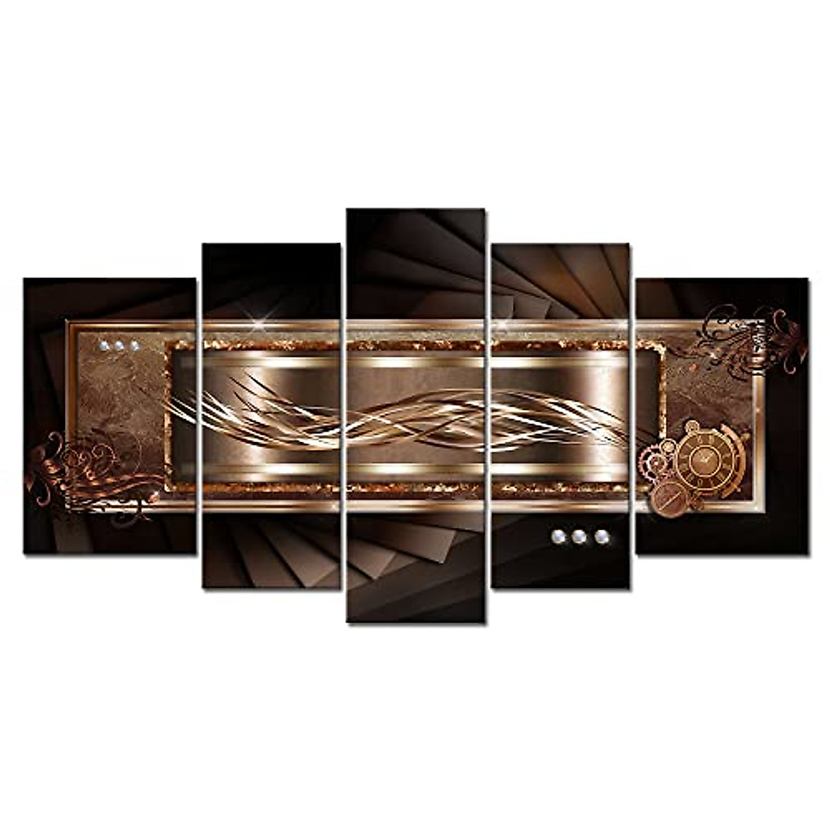 Novup Large Abstract Brown Wall Art, 5 Piece Modern Painting Canvas Print - Contemporary Artwork Picture for Living Room Bedroom Wall Decoration Home Décor