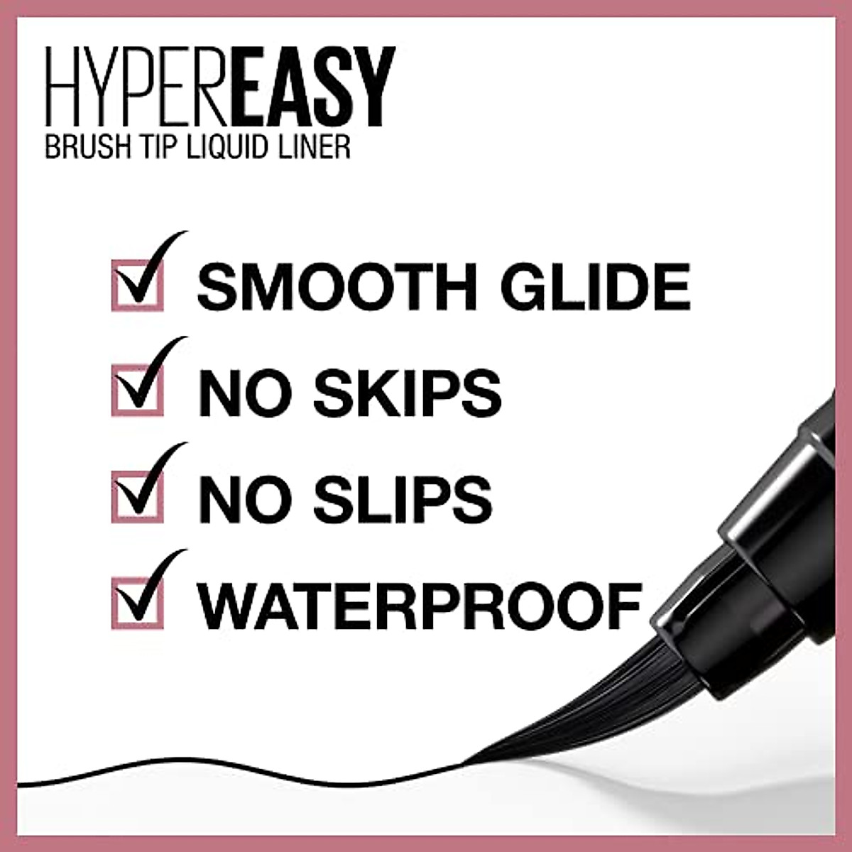 Maybelline Hyper Easy Liquid Pen No-Skip Eyeliner, Satin Finish, Waterproof Formula, Eye Liner Makeup, Pitch Black, 0.018 Fl; Oz