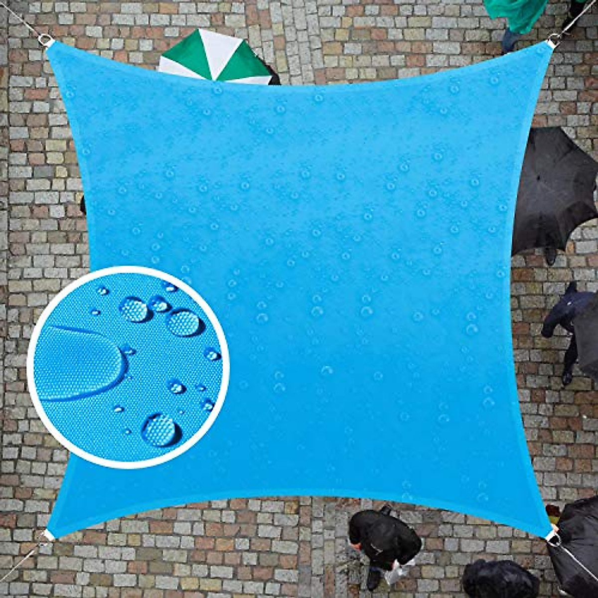 ColourTree 9.5' x 9.5' Blue Square Waterproof Sun Shade Sail Canopy Awning Shelter Fabric Screen, 95% UV Blockage UV & Water Resistant, for Outdoor Patio Garden Carport (We Make Custom Size)