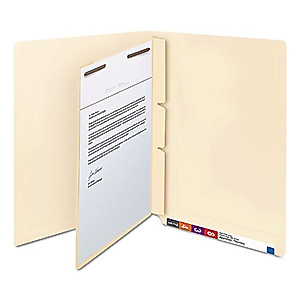 Smead Self-Adhesive Folder Divider, 1" Twin Prong Fastener, Letter Size, Manila, 100 per Box (68027)