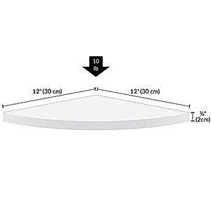 Ballucci Corner Shelf Wall Mount, Wood Floating Corner Shelf, for Bedroom, Living Room, Bathroom, Kitchen, Office, Kids Room, TV 12 x 12 inches, White