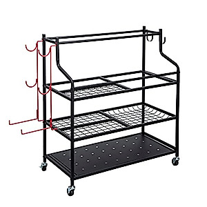 QUSIMI Yoga Mat Equip Storage Rack on Wheel, Dumbbells Kettlebells Workout Storage Weight Rack Cart,Large Home Gym Equipment Multi-use Storage Rack Holder Organizer