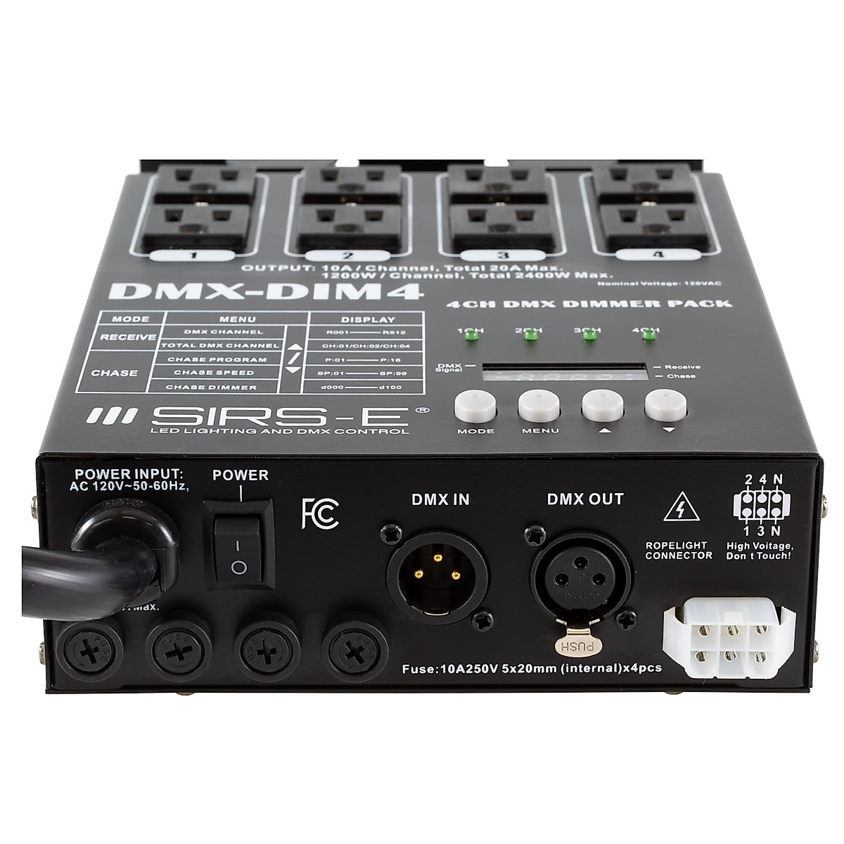 SIRS-E DMX-DIM4 4 Channel DMX Dimmer Pack Double Output