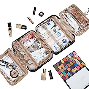 NISHEL Hanging Travel Toiletry Bag, Visible Makeup Organizer, Cosmetic Case for Journey Accessories, Bathroom Shower, Black