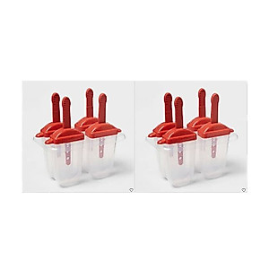 8 Pack Room Essentials Frozen Treat Mold Red, Homemade Popsicle, Ice Cream, Frozen Yogurt, Pudding Mold Shapes, BPA Free