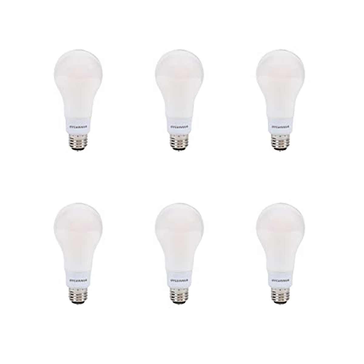 LEDVANCE Sylvania LED TruWave Natural Series 3-Way A21 Light Bulb, 40/60/100W Equivalent Efficient 6.5/9/13W, Medium Base, Frosted, 2700K, Soft White - 6 Pack (41352)