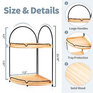 FairyHaus 2 Tier Bathroom Counter Organizer, Rustic Wood Bathroom Countertop Organizer, Versatile Bathroom Vanity Skincare Make Up Organizer