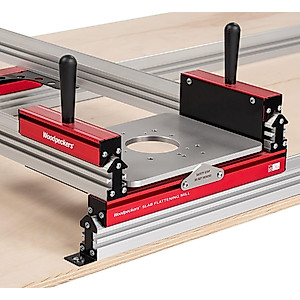 Woodpeckers Slab Flattening Mill, Extended, 38"x128"/62"x104" Capacity, USA Made Wood Slab Leveling Jig, Includes Router Sled, Rails, Clamping Dogs
