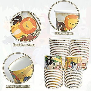 CIEOVO 48 Packs 9 oz Jungle Animals Party Paper Ice Cream Cups Disposable Jungle Safari Bowls Snack Cups Containers Dessert Bowls for Jungle Theme Birthday Wedding Baby Shower Party Decoration