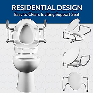 Bemis Assurance 3" Raised Toilet Seat with Handles and Bidet Attachment, Clean Shield Guard, Secure Hinges, Elongated, White