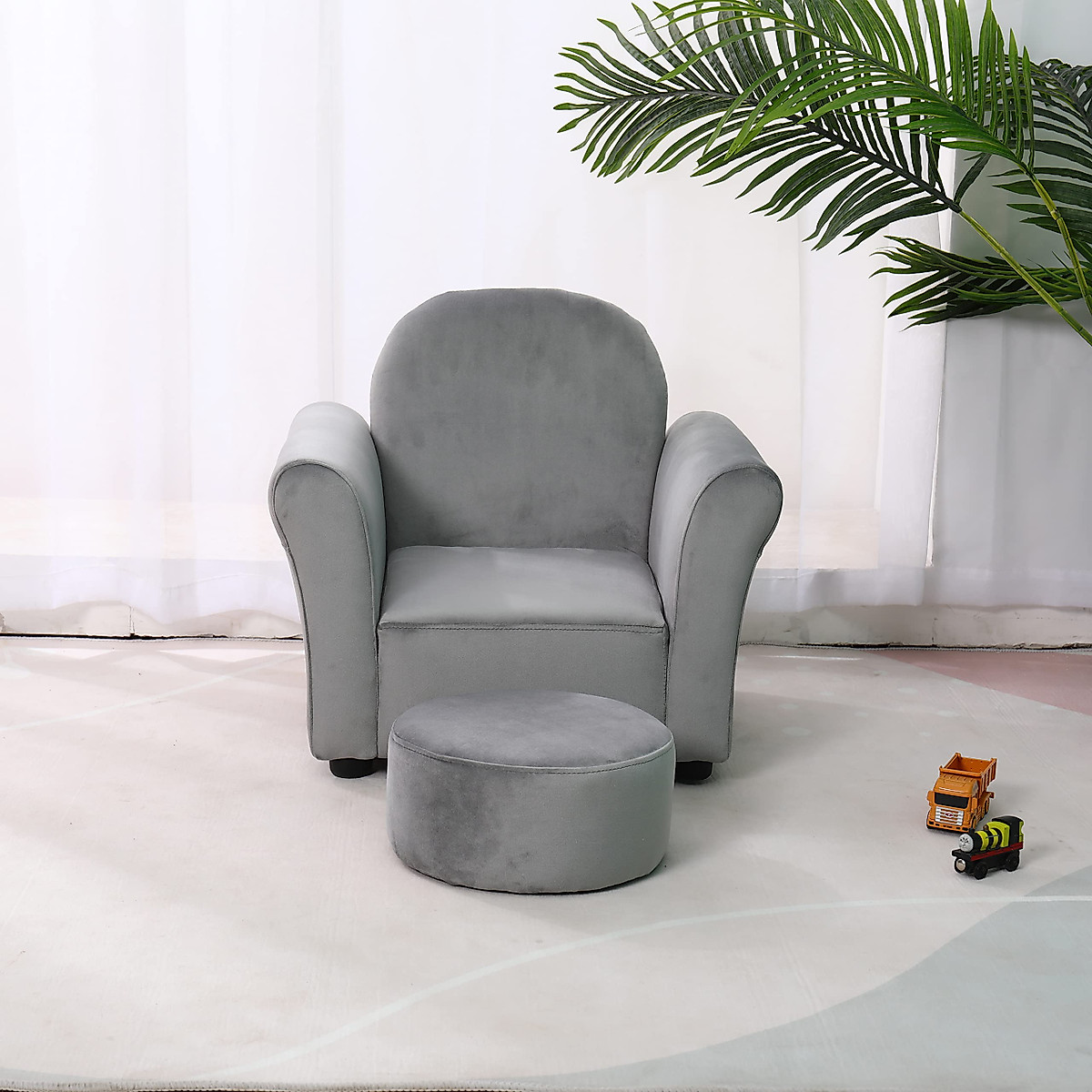 Bonrcea Pink Kids Sofa Toddler Chair,Kids Armchair,Sofa Chair,Toddler Couch Chair with Footstool,21.65x17.32x20.28inch Upholstered Couch,Armrest Sofa Chair for Chidren,Kids,Toddlers