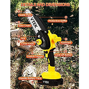 Mini Chainsaw Cordless 4 inch, 6 inch Battery Powered Chainsaw, Handheld Portable Electric Chain Saws for Wood Cutting,Tree Pruning,Trimming. (4-6 inch)