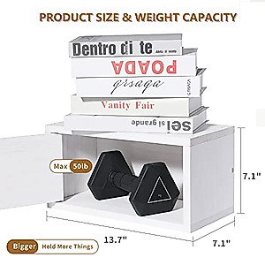 Adowes Floating Nightstand Shelves Wall Mounted, Small Furniture with Removable Door, Farmhouse Wood Wall Shelves for Storage and Display for Bedroom Living Room Vintage White