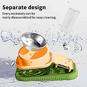 BNOSDM Triple Dog Cat Food Bowls with Gravity Water Bottle Set, Pet Slow Feeder with Detachable Stainless Steel - Tilted Raised No Spill Dog Bowls for Cat Kitten Puppy