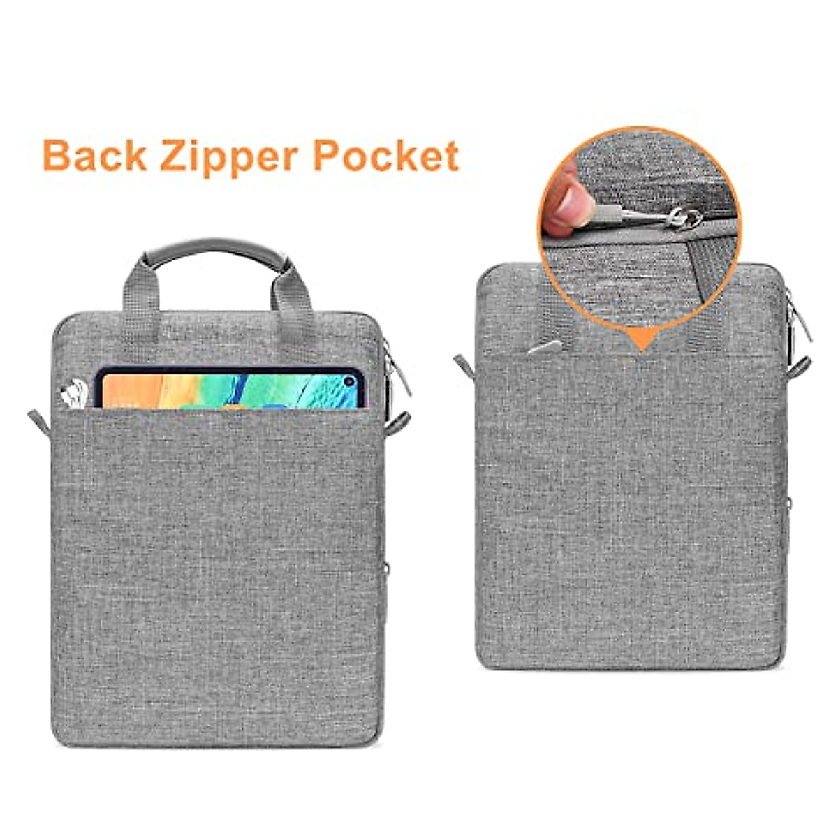 MOSISO Vertical Tablet Sleeve Case Compatible with iPad Pro 12.9 inch M2 & M1 (6th/5th/4th/3rd Gen) 2022-2018,Surface Pro 12.3 inch X/7/6/5/4/3/2/1,Shoulder Bag Front Raised & Horizontal Pocket, Gray