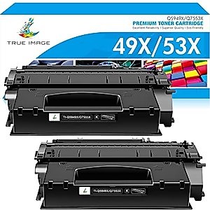 TRUE IMAGE Compatible Toner Cartridge Replacement for HP 49X Q5949X 49A Q5949A 53X Q7553X for HP 1320 1320n 1320tn P2015 P2015dn 1160 3390 3392 P2014 P2015d Printer Ink (Black, 2-Pack)