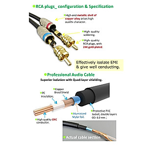 amber RCA to RCA Stereo Audio Cable, Analog, OFC, 24K Gold Plated. (2 m/ 6.5 ft)