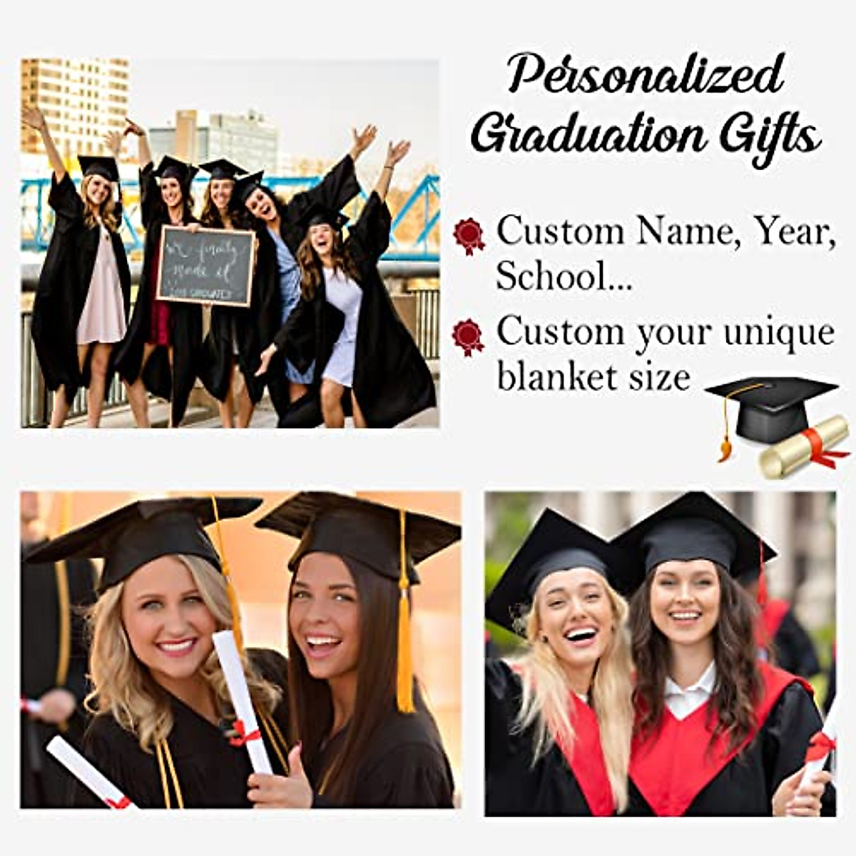 Custom Class of 2023 Graduate Blanket, Personalized Senior 2023 Name Photo School Graduations Throws Blankets, Personalized Graduation Blanket, Personalized Graduation 2023 Blanket with Photo