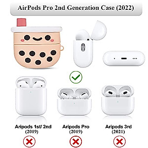 AirPods Pro 2 Case Cute with Boba Keychain,AirPods Pro 2nd Generation Case Cover 2022,Pink Boba Tea AirPod Pro 2 Cases Only Cute AirPods Pro 2Case for Girls Women (AirPod Pro 2 Case)