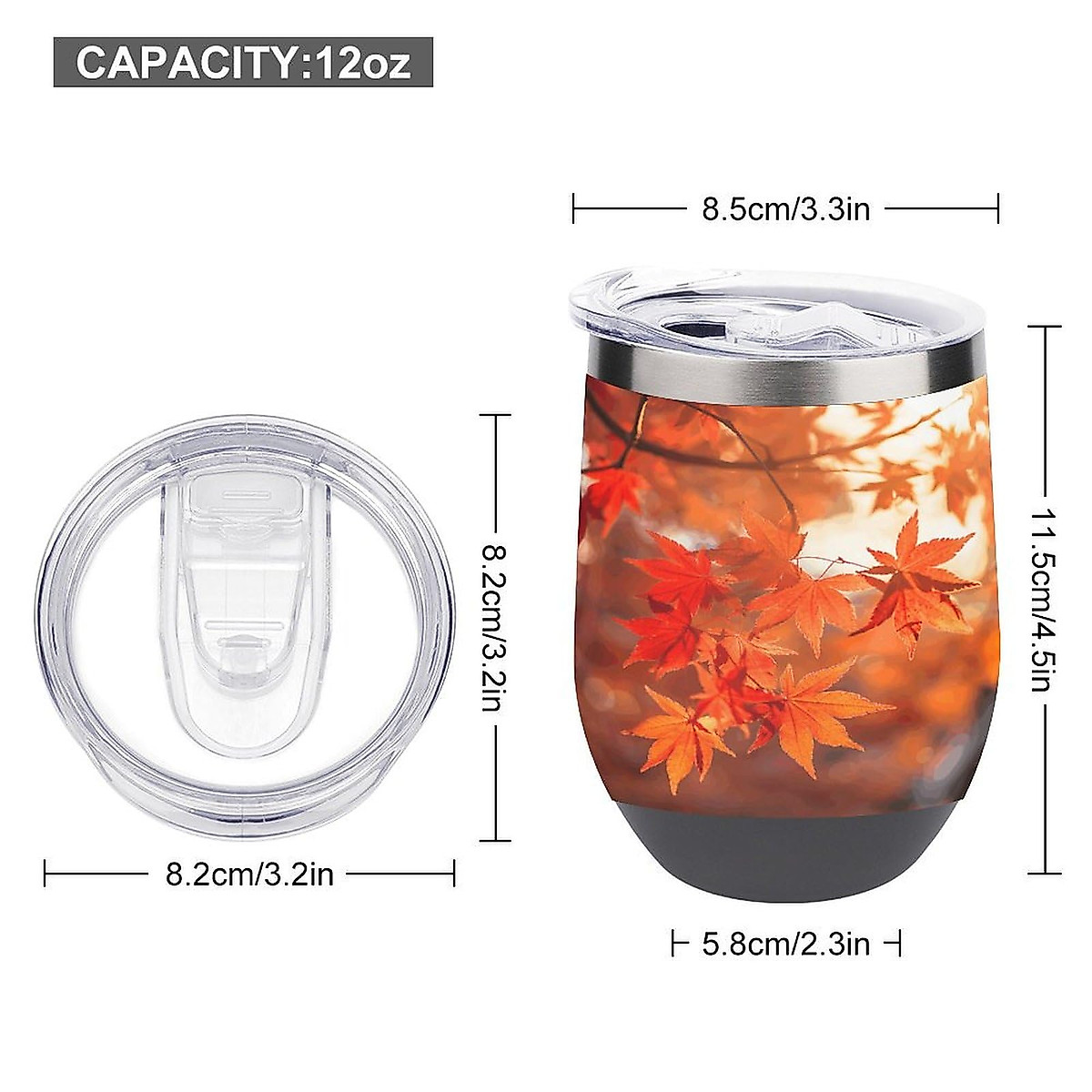 Stainless Steel Insulated Cup, Maple Leaves in The Sun Print 304 Stainless Steel, Smooth Round Rim Ideal for Office, Home, And Gift Giving