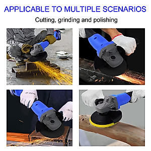 Cordless Angle Grinder, 21V Electric Angle Grinder Tool with 6.0Ah Battery and Charger, 10000RPM Brushless Motor Metal Grinder, 4-1/2 Inch Cutting Wheels, Cutting and Polishing