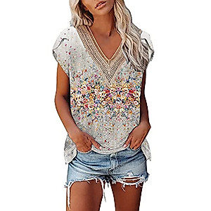 Spring and Summer New Printed V Neck Short,Warehouse Clearance pallets,Under 5 Dollar Womens,top Prime Deals,Return pallets for Sale Liquidation Bulk from,Warehouse Deals Clearance